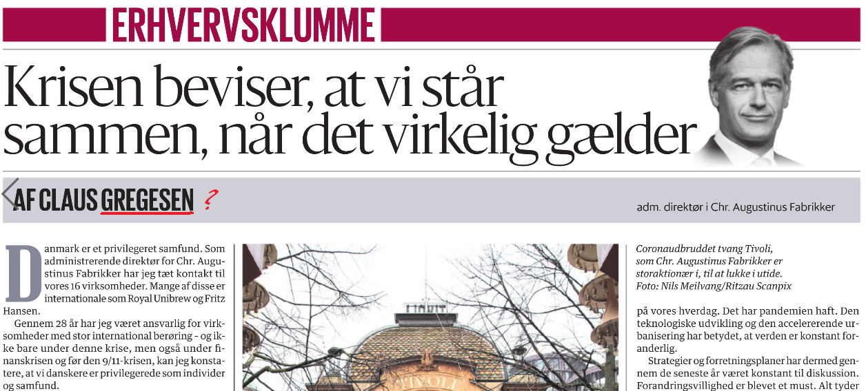 Den fyrede formand for Vækstfonden skriver nu for Berlingske Tidende ...